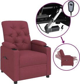 Elektrické polohovací křeslo vínové textil 3098842