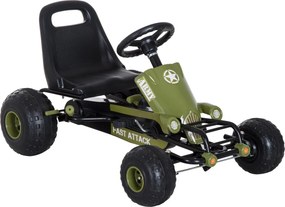 HOMCOM Dětské pedalové auto s ruční brzdou, vpřed a vzad, Kettcar pro děti 3-6 let, 99 x 65 x 56 cm, Zelená | Aosom