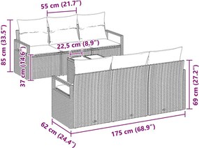 Set pohovek 7 ks 6-Počet míst Černá polyratan 3346273