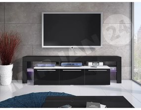 TV stolek Quatro 150 Plus, Barva: bílá / černý lesk