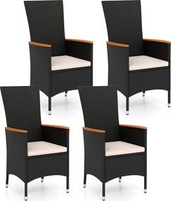 Costway Sada 4 zahradních židlí s podsedáky a ratanových zahradních židlí