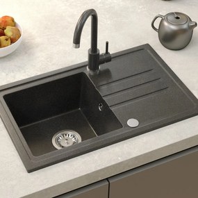 Kuchyňská dřezová baterie QUADRON KATE černá/stříbrná