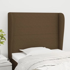 Čelo postele typu ušák tmavě hnědé 103x23x118/128 cm textil 3117669