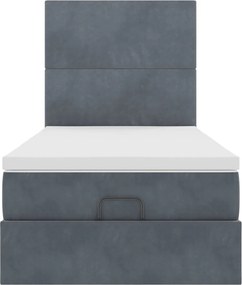 Osmanský rám postele s matracemi tmavě šedá 90x200cm samet 3313374