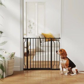 PawHut Rozšiřitelná bezpečnostní brána pro psy 75-95 cm pro dveře a schody, s prodloužením, tlaková montáž a dvojitý zámek, černá
