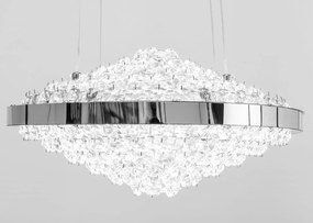 Toolight - Křišťálová závěsná lampa APP774-1CP + dálkové ovládání, chromová, OSW-05025