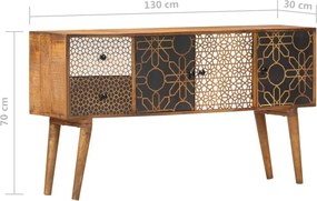 Příborník s potiskem 130 x 30 x 70 cm masivní mangovník 247917