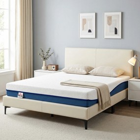 HOMCOM matrace 190x135 cm, výška 20 cm, viskoelastická matrace se zeleným čajem, střední tuhost, chladný spánek s gelovou pěnou