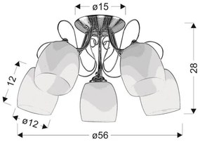 Přisazený lustr AMBA 5xE27/40W/230V