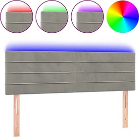 Čelo postele s LED světle šedé 144 x 5 x 78/88 cm samet 3121800