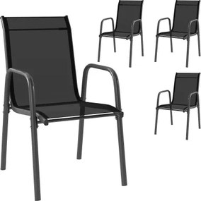 Outsunny 4dílná sada stohovatelných zahradních židlí Outsunny s vysokým opěradlem pro venkovní použití