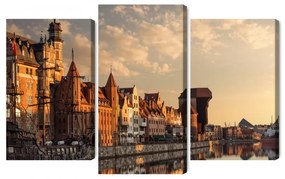 Vícedílný obraz Přístav Gdaňsk Při Západu Slunce Nedostatek Nedostatek Přírodní plátno 120x80