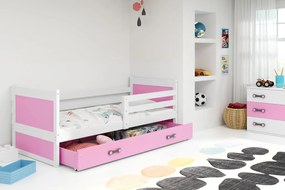 BMS Group Dětská postel s úložným prostorem RICO bílá Velikost postele: 200x90 cm, Barva výplní: Růžová
