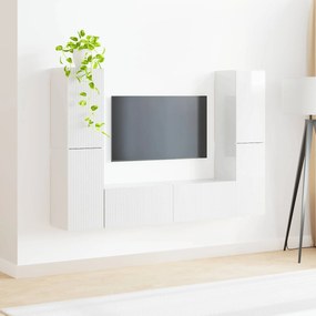Sestava TV skříněk 6 ks Bílá s vysokým leskem Kompozitní dřevo 3409109