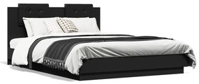 Rám postele s čelem černý 140 x 200 cm kompozitní dřevo,  3209920