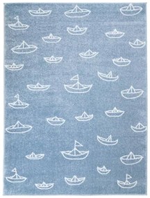 C.city Dětský kusový koberec pastel modrý lodička na moři Rozměr: 80x150cm