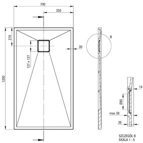 Deante Correo, obdélníková granitová sprchová vanička 120x70x3, 5 cm, šedá, DEA-KQR_S73B