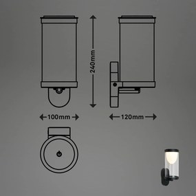 BRI 3930015 LED nabíjecí nástěnné svítidlo, venkovní, dotykový vypínač, vyměnitelné baterie, vč. USB-C kabelu, stmívatelné, IP44, černé - BRILONER