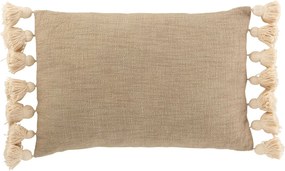 Taupe polštář se střapci a výplní Pompom - 50*35cm