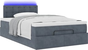 Osmanská postel s matrací &amp; LED tmavě šedá 120x190cm samet 3312753