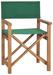 vidaXL Režisérská židle masivní teakové dřevo zelená
