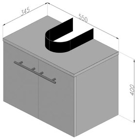 Závěsná skříňka pod umyvadlo Plano Bern 55 cm