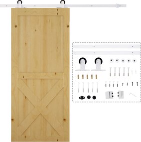 HOMCOM Sada pro posuvné dveře 183 cm, kompletní set s kolejnicemi, vozíky, koncovkami, podlahovým vodítkem, šrouby do dveří, systém posuvných dveří z