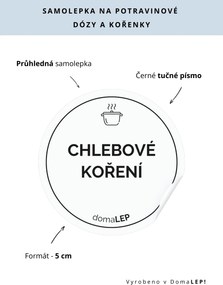Samolepka na kořenky CHLEBOVÉ KOŘENÍ průhledná 5 cm tučné písmo