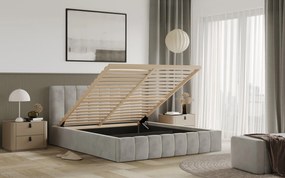 Postel RIMINI 140x200 s úložným prostorem - bouclé - černá