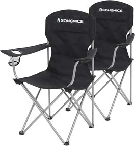 Kempingové židle NOMAD, set 2ks, černá SongmicsHome