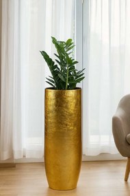 Exkluzivní květináč SOLERIO, sklolaminát, výška 80 cm, zlatý lesk