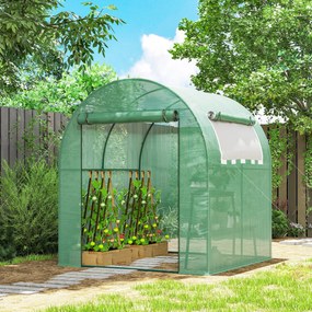 Skleník Outsunny, 180 x 180 x 200 cm, fóliový skleník s rolovacími dveřmi, UV ochrana, skleník, domek na rajčata s bočním oknem, PE síťová fólie, zim…
