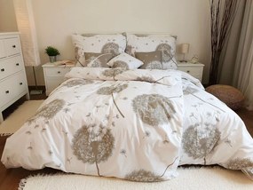 Písecké lůžkoviny Bavlněné povlečení Pampelišky bílo-béžové 200x220 Zapínání: knoflík, Velikost polštáře: 70x90