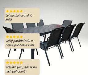 Vikio Venkovní zahradní set 190x90 pro 8 osob DK305-190 antracit