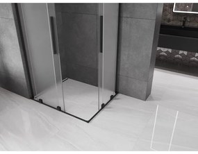 Mexen Velar L Duo, sprchový kout s posuvnými dveřmi 100 x 90 cm, 8mm sklo námraza, černá matná, 871-100-090-02-33-70
