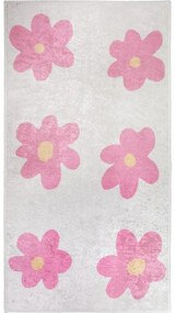 Růžový/slonovinový pratelný dětský koberec 60x100 cm Cute Flowers Pink – Vitaus