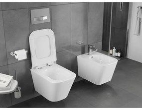 Mexen Teo, závěsná WC mísa 510x345x340 mm, Rimless Tornádo + WC sedátko z duroplastu, bílá lesklá, 30850700T