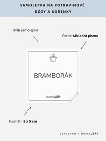 Samolepka na kořenky BRAMBORÁK bílá 5 × 5 cm základní písmo