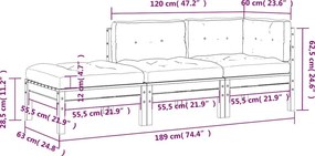 vidaXL 3dílná zahradní sedací souprava a podušky masivní borovice [838175] Barva: Přírodně impregnované