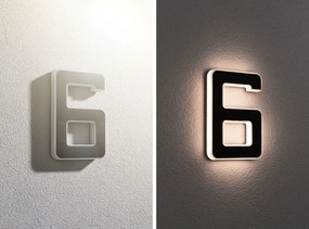 P 79847 Venkovní solární domovní číslo 6 IP44 3.000K 0,2W nabíjecí baterie výměnná - PAULMANN