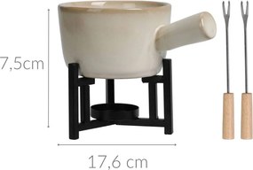 Sada na sýrové fondue, porcelánový hrnec, 2 vidličky