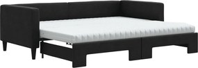 Válenda s přistýlkou a matracemi černá 90 x 190 cm textil 3196608