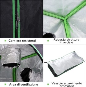 Outsunny Hydroponická stanice v Oxford 600D s 3 nastavitelnými vzduchovými otvory a oknem, hydroponický skleník pro vnitřní pěstování s otvorem pro k…