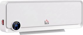 HOMCOM Topný ventilátor na stěnu 2000W s dálkovým ovládáním, 3 režimy provozu, LED displej, 12hodinový časovač 820-252V90WT