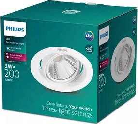 Philips Pomeron bílá / Podhledové LED svítidlo / 3W / 200lm / 2700K /
