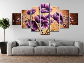 Gario Ručně malovaný obraz Rostoucí fialové květy - 7 dílný Rozměry: 210 x 100 cm