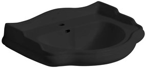 Kerasan Retro asymetrické umyvadlo 69 x 52 cm s otvorem pro btaerii s přepadem keramické černá mat 104631