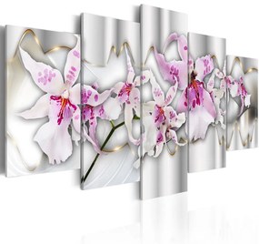 Obraz Ohromující orchidej (5-dílný) - rostlinný motiv se storčím