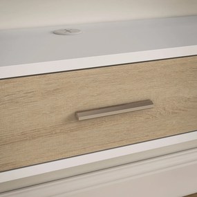 HOMCOM Nástěnný TV stojan, skříňka na TV pro televize až 50 palců s 2 otevřenými přihrádkami a skříňkou s klopným víkem 120L x 26W x 16H cm Bílá