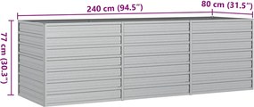 Zahradní vyvýšený záhon 240x80x77 cm pozinkovaná ocel stříbrný 316886